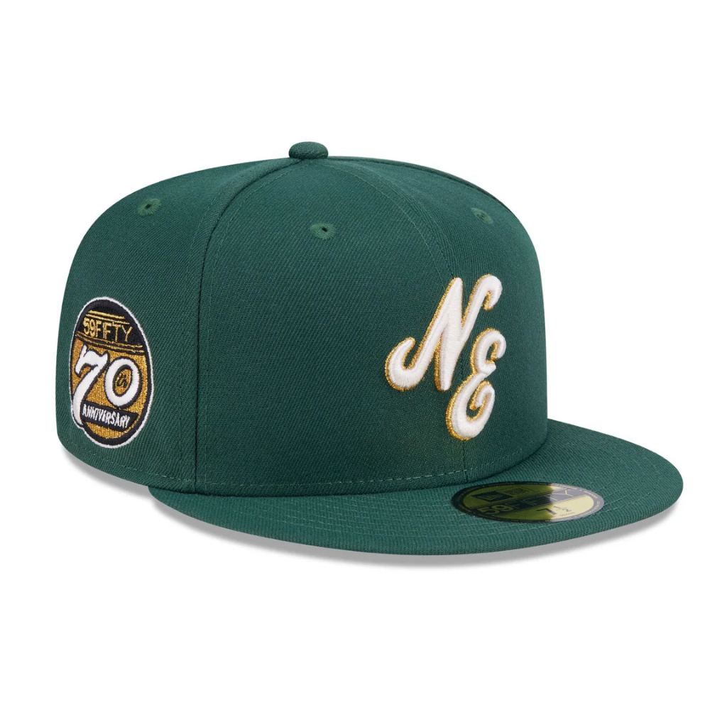Hat New Era 59Fifty Day 70th Anniversary Dark Green NE Script Logo ...