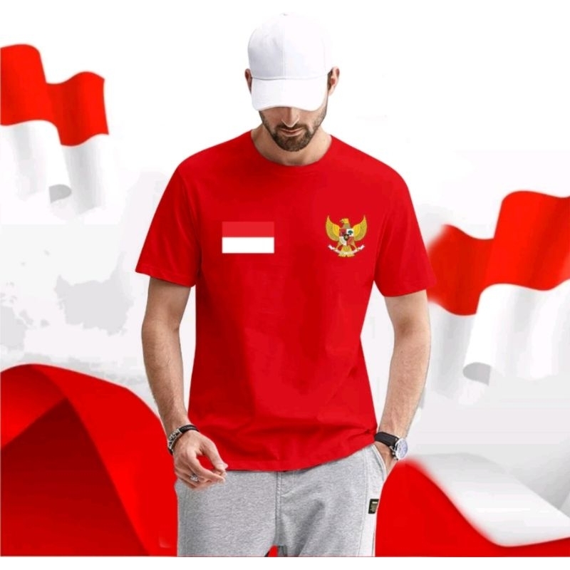 T-shirt August 17th 1945/garuda motif Flag Chest Left Right INDONESIA ...