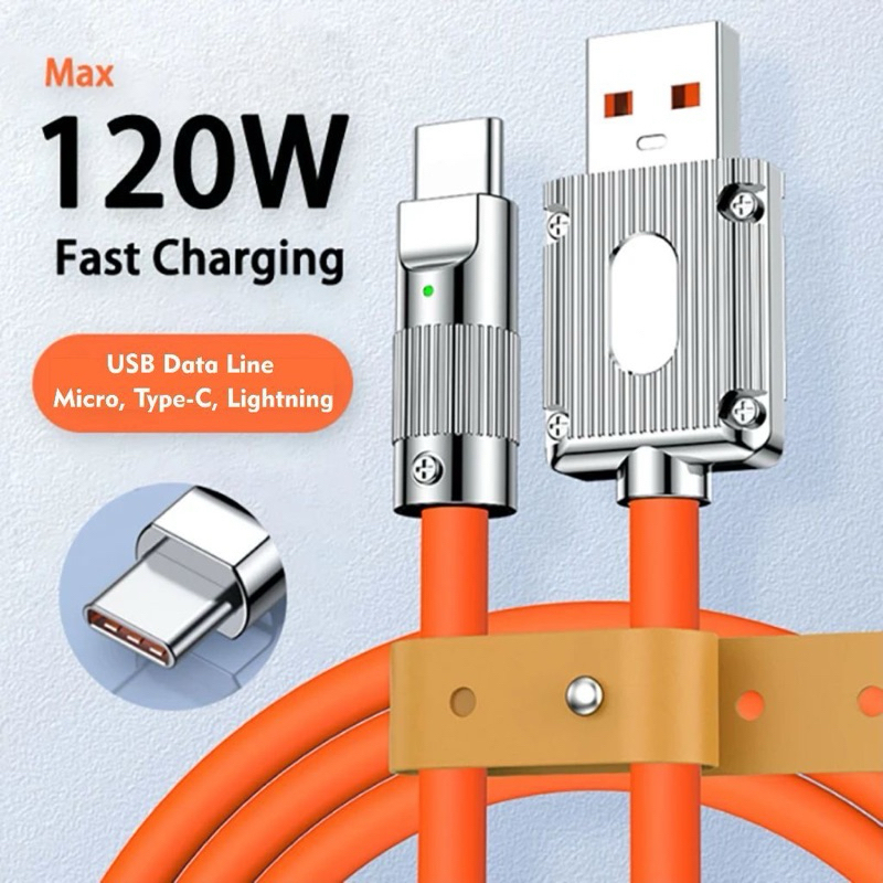 120w 6A Android Micro usb Type C Charging Cable Fast Charging Data ...