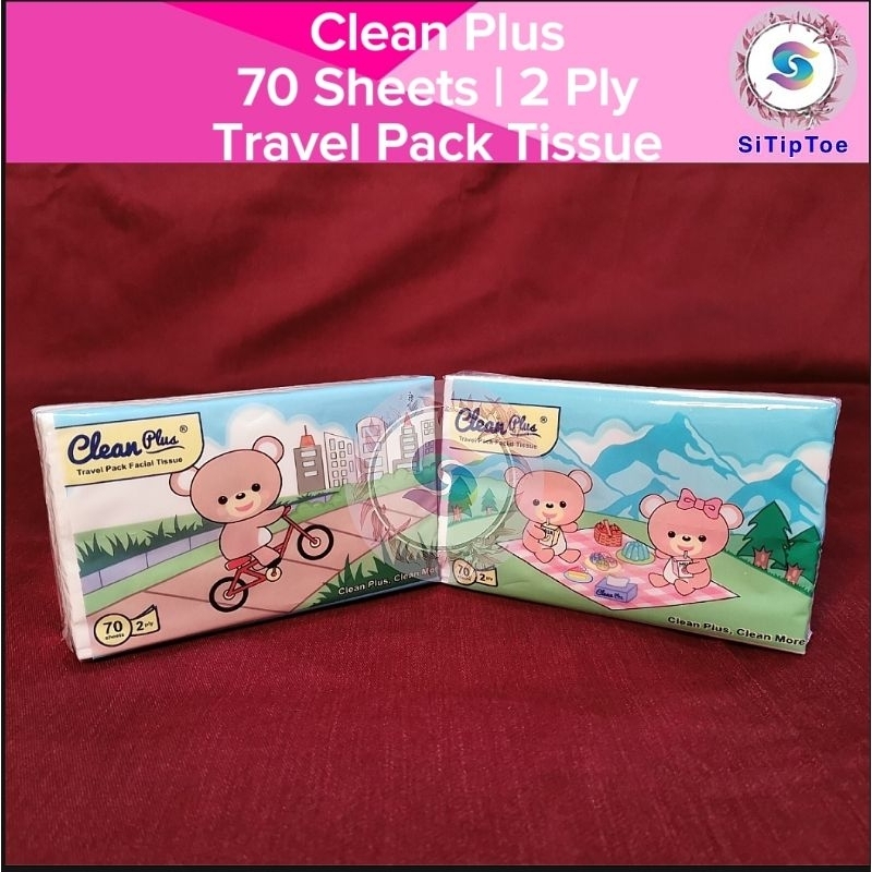 Tissue Clean Plus Travel Pack Facial Tissue 70 Sheets 2 ply Soft ...