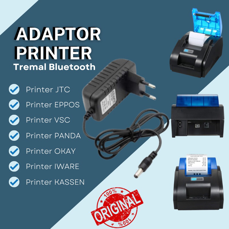 [100% Real] Thermal Bluetooth Printer ADAPTER ADAPTER 9V 2A Printer ...