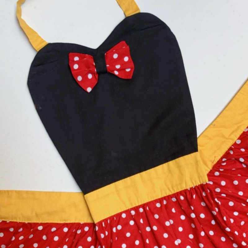 Mickey Mouse Red Polka Dress Up Apron for Children and Adults with Cute ...
