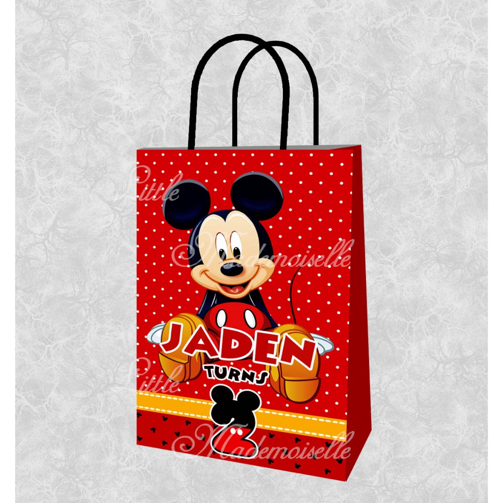 Children's Birthday Bag/Children's Goodie Bag/Mickey Mouse Paper Bag ...