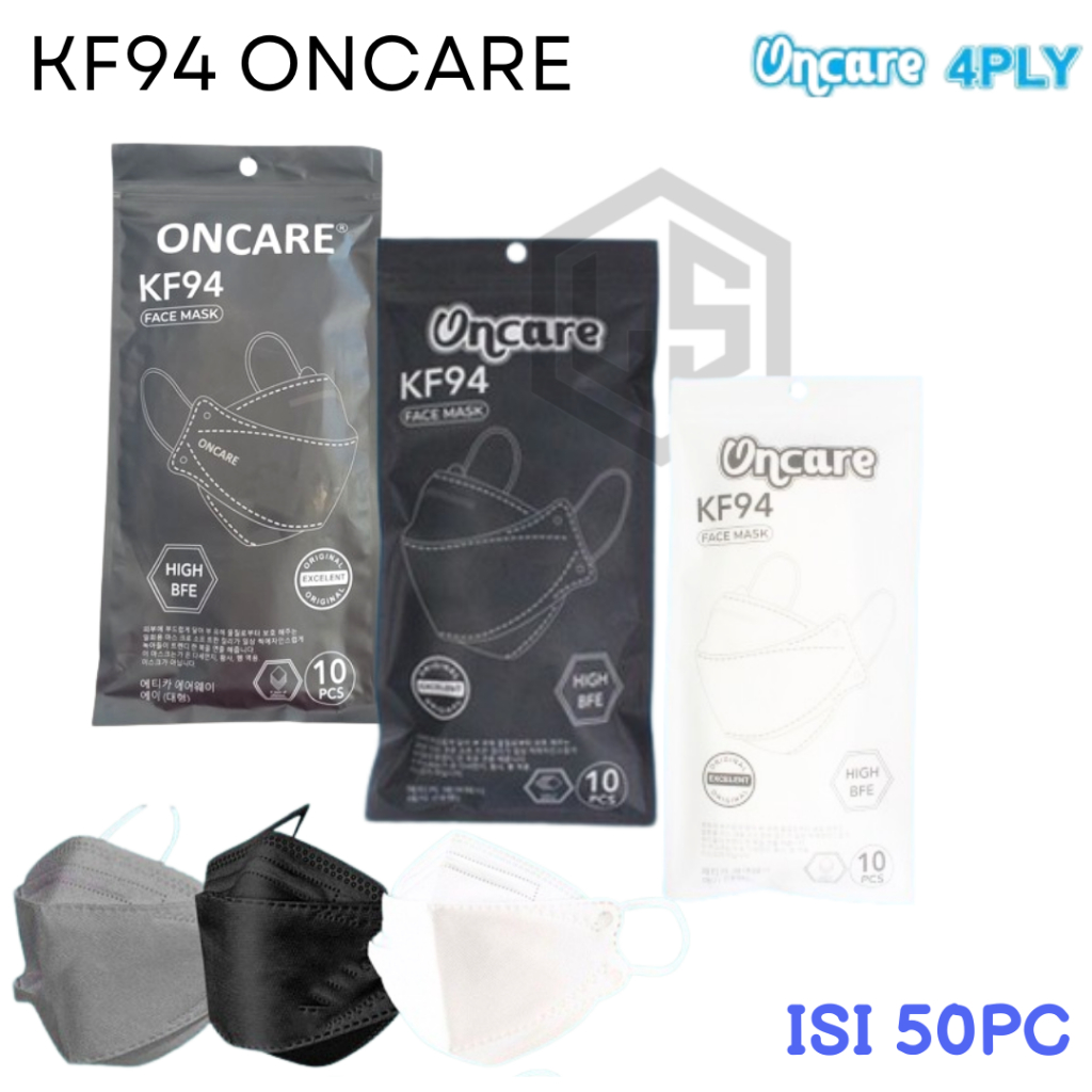 HITAM PUTIH Kf94 4Ply Korea Mask Contents 50pc 50pc KF94 Korea Mask ...