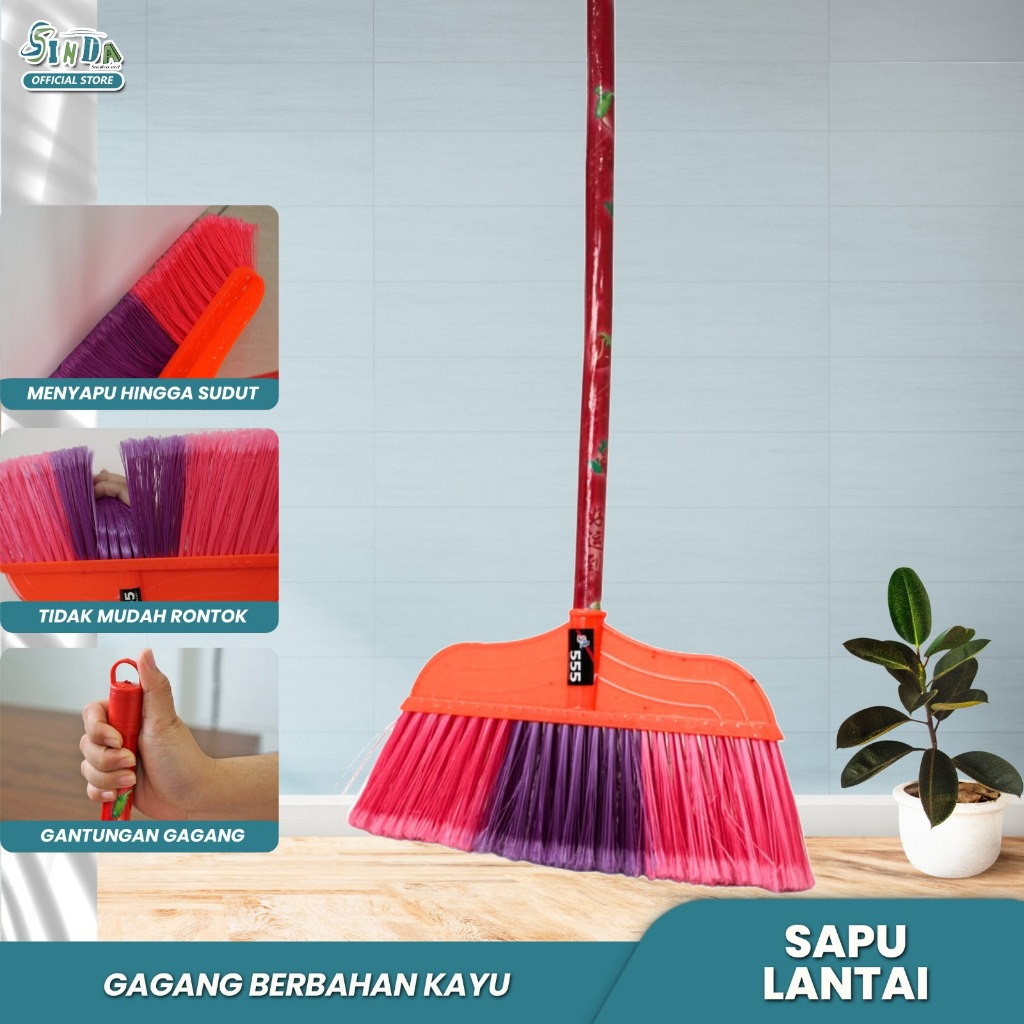 Sinda Floor Broom / Nylon Broom / Dragon Sakura Broom / Wooden Handle ...