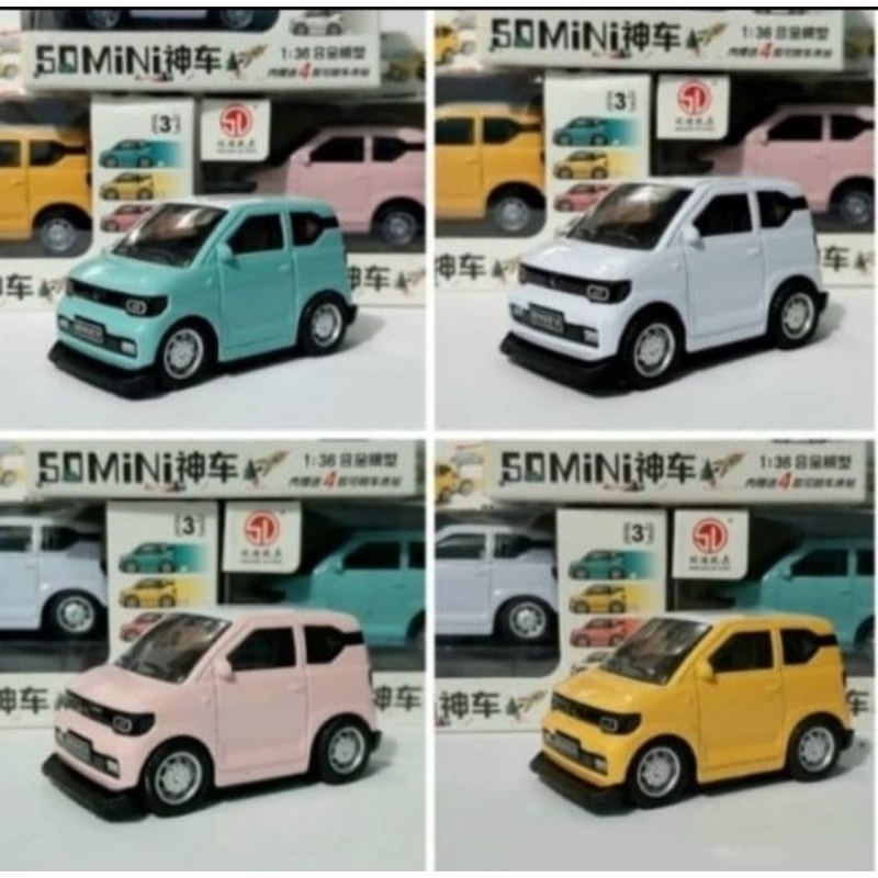 Wuling mini diecast car cute die cast mini air ev irev binguo | Shopee ...