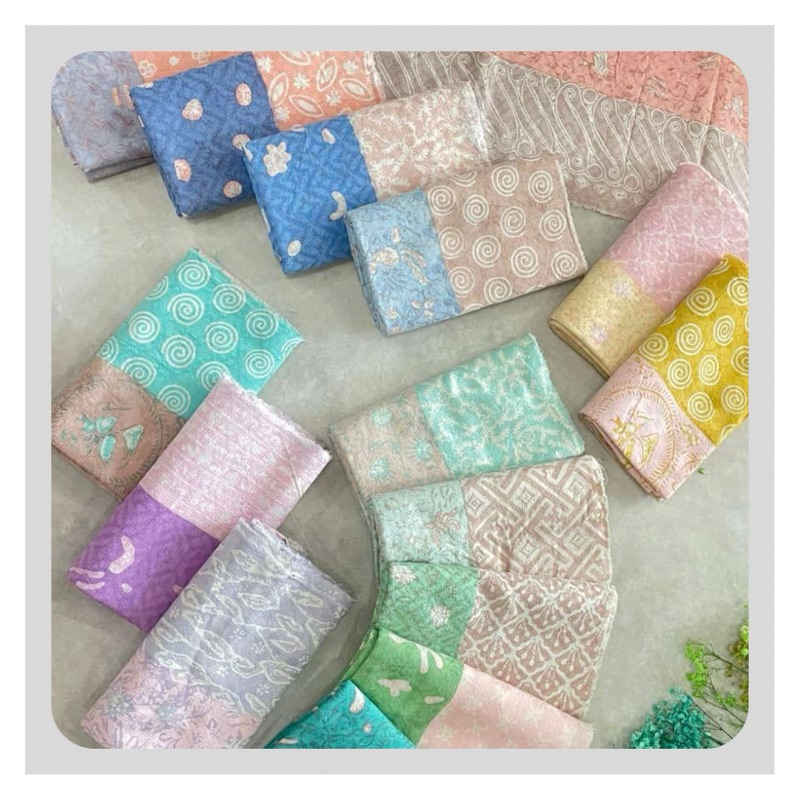 Doby stamped pastel ayuan batik cloth, plain dobby set (ask for stock ...