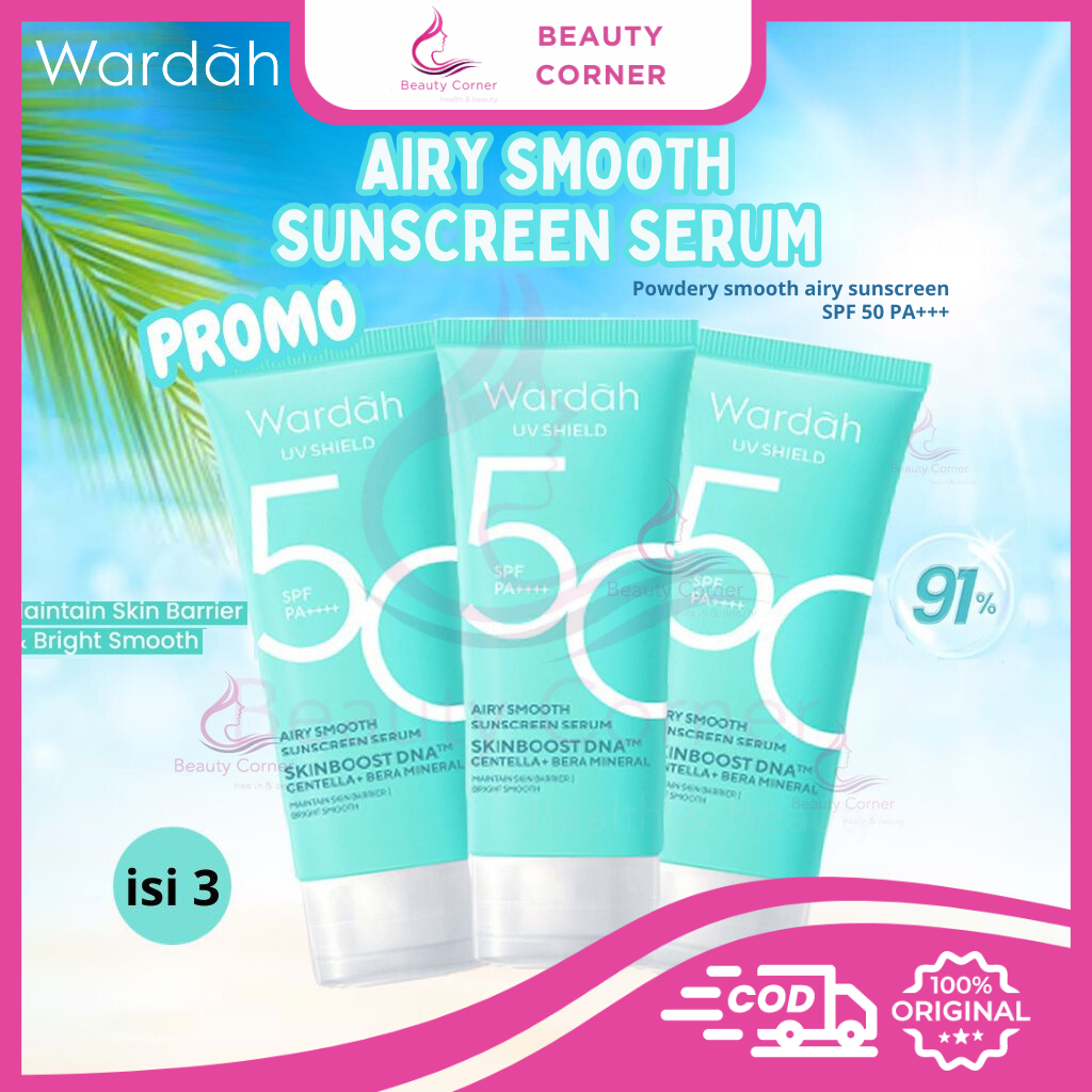 [Pack Of 3] Wardah UV Shield Airy Smooth Sunscreen Serum SPF 50 PA ...