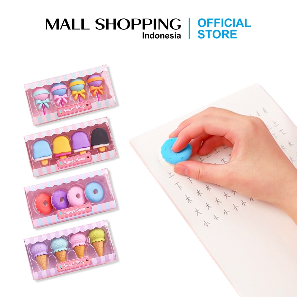 Eraser Pencil Eraser Set 4 In 1 Cute Model Eraser Cute Eraser Ice Cream ...