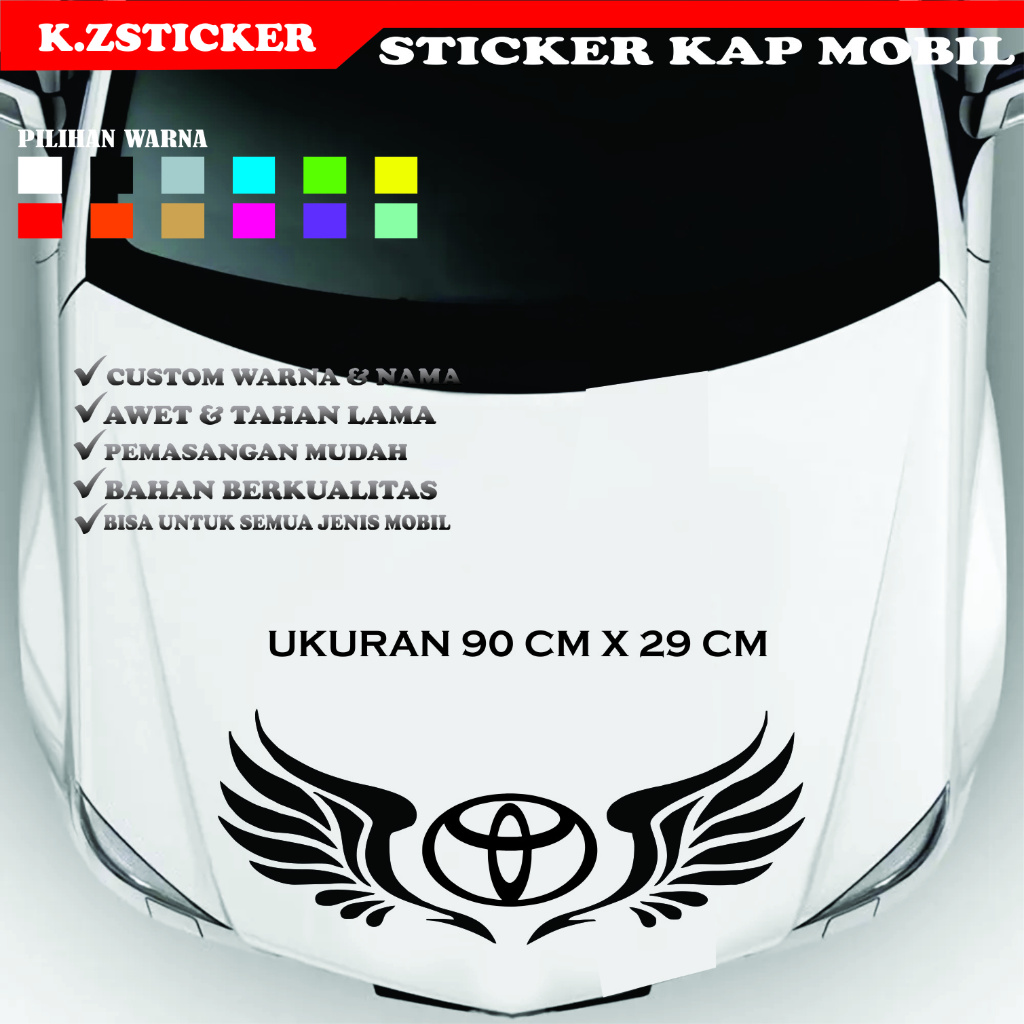 Toyota CAR HOOD STICKER WING MOTIF STICKER CAP STICKER FOR ALL TYPES OF ...