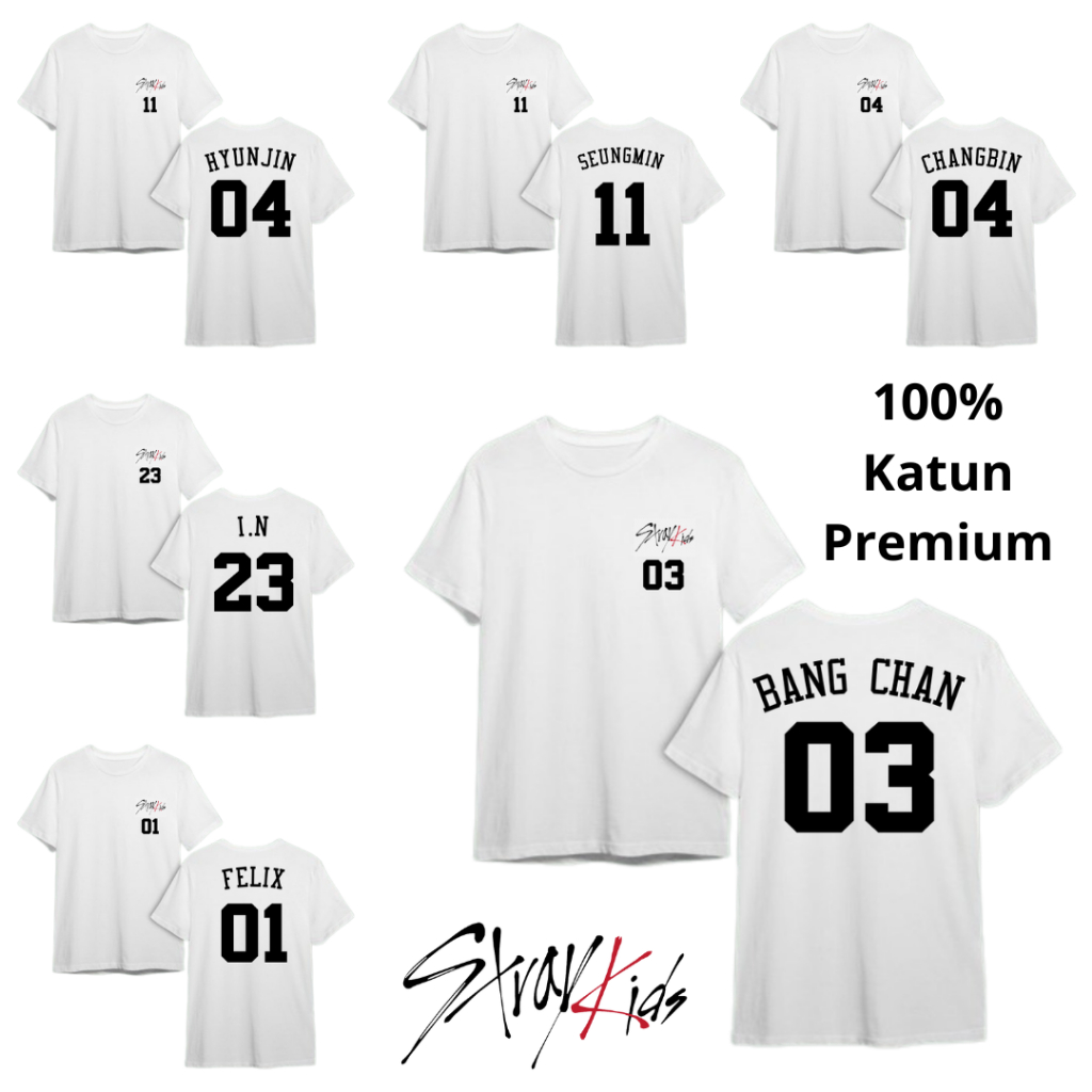 Kpop T-Shirt baseball model Straykid Numbers lee know bang chan ...