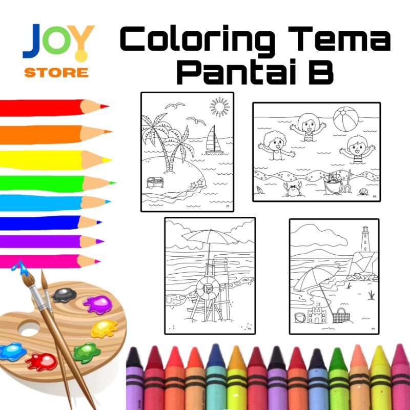 Children's Coloring Drawing Paper sizes A4 and A5 150 gsm - Beach Theme ...