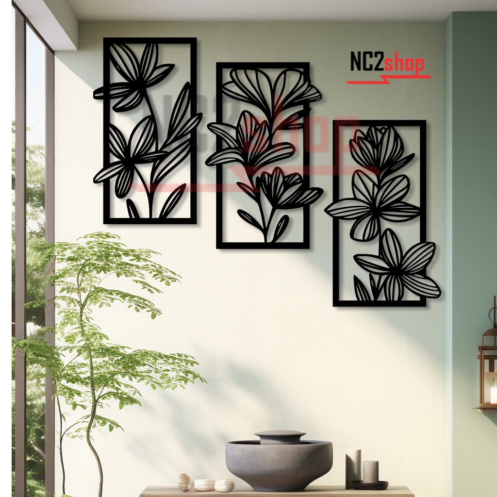 KAYU Minimalist Flower Wood Wall Art 3D Wall Decor for Living Room ...