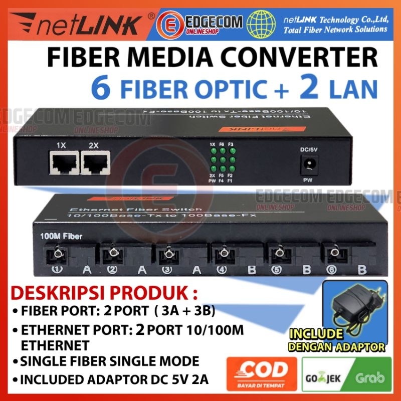 Media Converter 6 FO 2 LAN 10/100 LAN RJ45 Ethernet Fiber Optic switch ...