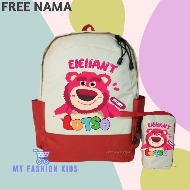 Lotso Toy Story Unisex Custom School Children's Backpack (Free Name ...