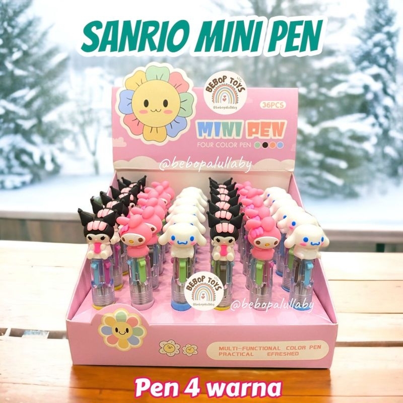 Sanrio MINI PEN 4 COLORS PEN not pencil kuromi my melody cinnamoroll ...