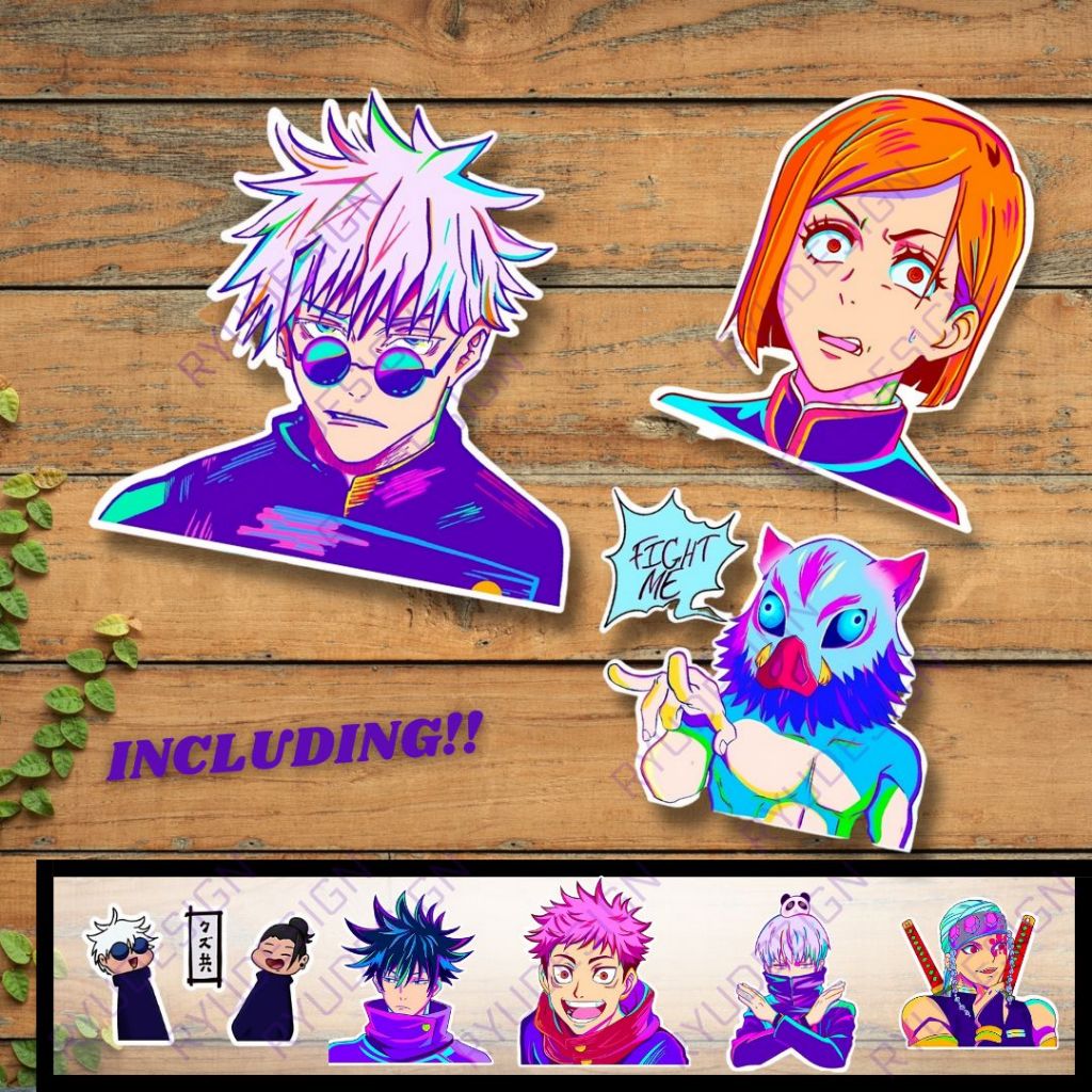 Anime Sticker Gojo Satoru Jujutsu Kaisen Neon Wave Yuji Itadori Nobara ...
