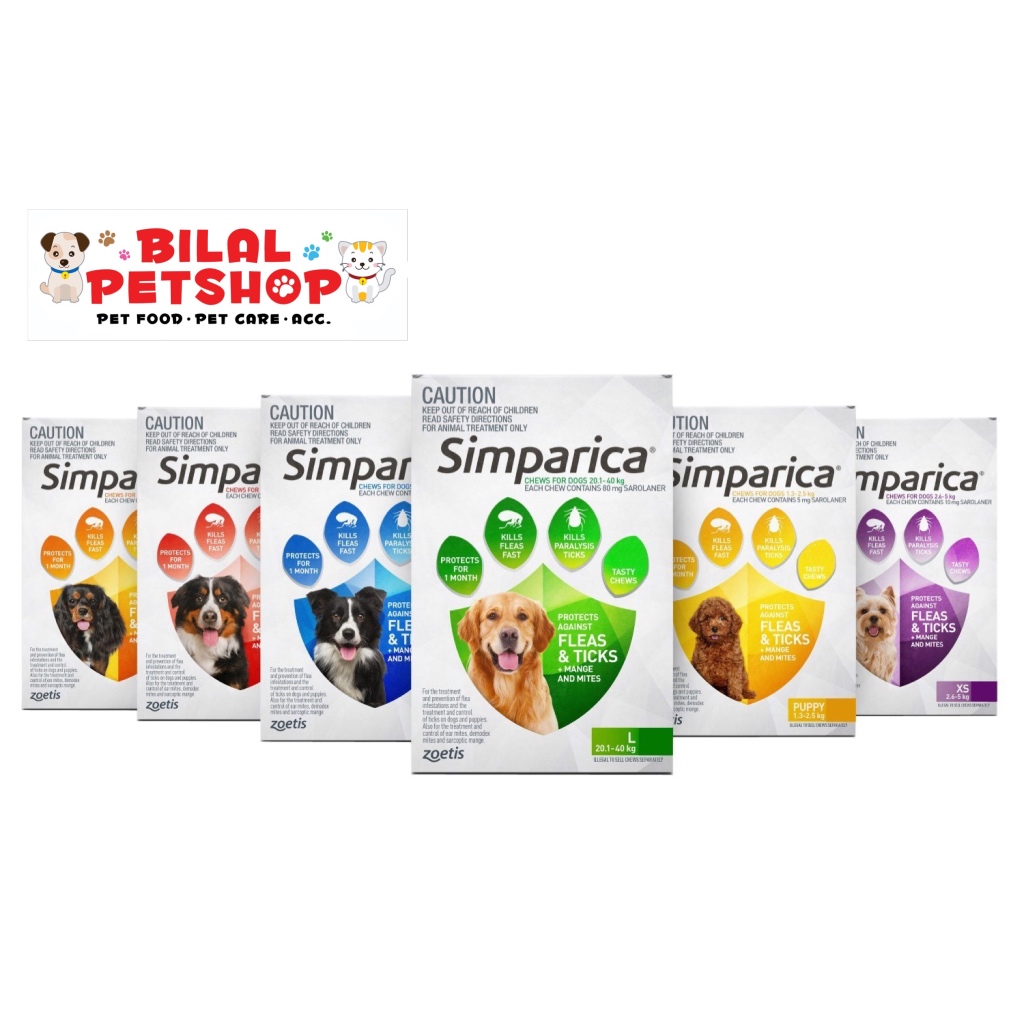 Simparica Dog Flea Medication Chewable Tablets (1 Tablet) (BOX = 3 ...