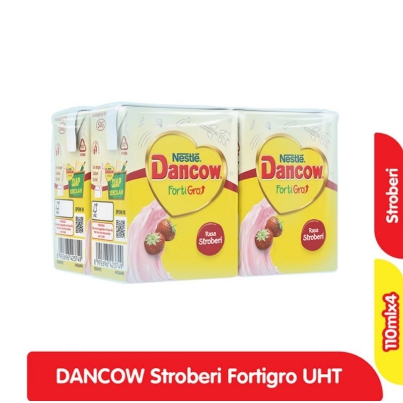 Nestle Dancow FortiGro Strawberry UHT Milk 4 X 110 ml | Shopee Singapore
