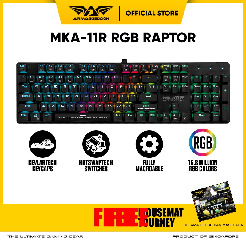 Armaggeddon Mechanical Keyboard MKA-11R RGB Raptor - Official 2 Year Guarantee | Shopee Singapore