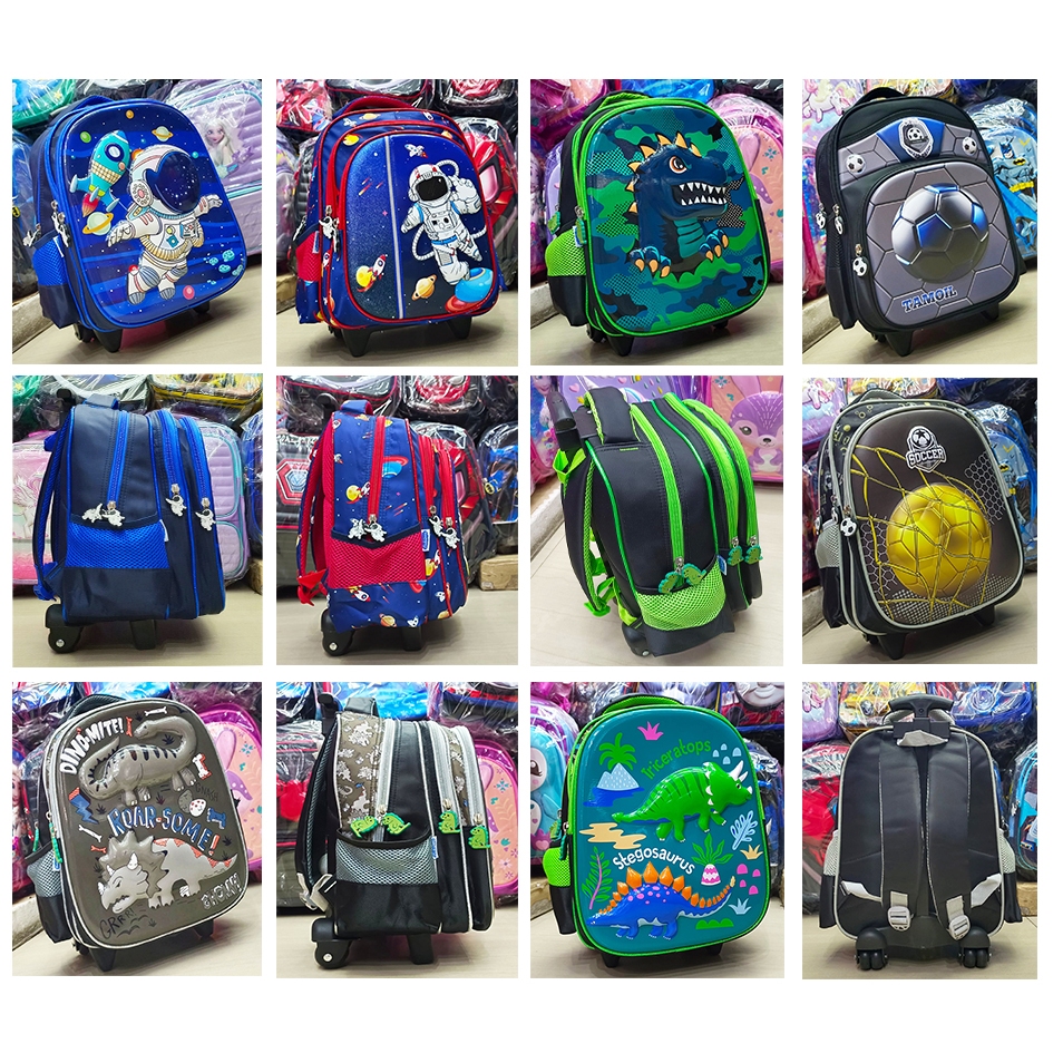 TROLLEY Wheels Push SCHOOL BAG FOR BOYS KINDERGARTEN - ELEMENTARY ...