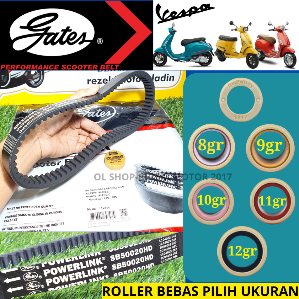 Roller 3PCS DR PULLEY DRPULLEY RACING VESPA MATIC SPRINT GTS LX LV ...