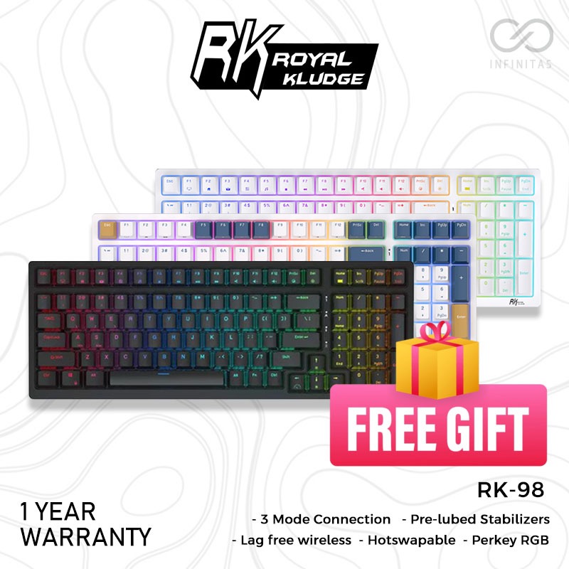 Royal Kludge RK98/RK-98 Hotswap Gasket Mount Mechanical Keyboard ...