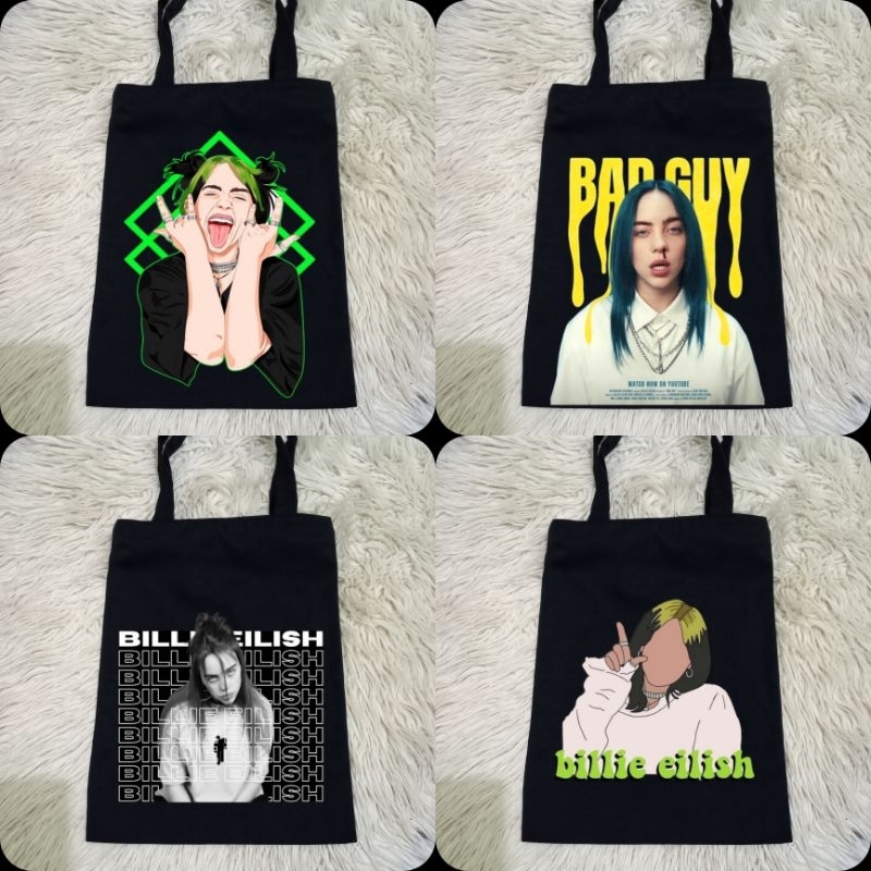 HITAM Billie eilish Black Totebag 100% Premium Canvas / Cool billie ...