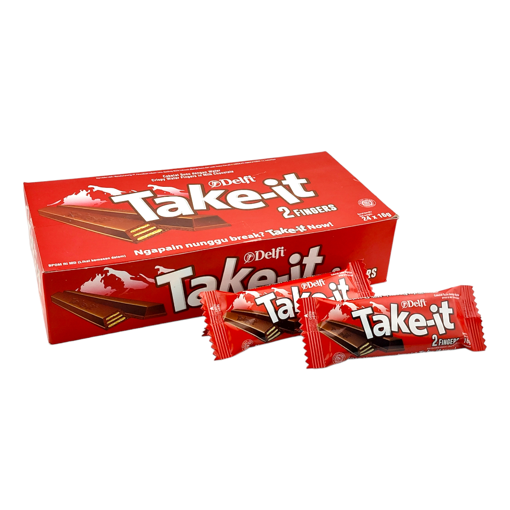 Delfi Take It 2F Milk Chocolate Wafer BOX - Net 24 bks x 16gr | Shopee ...