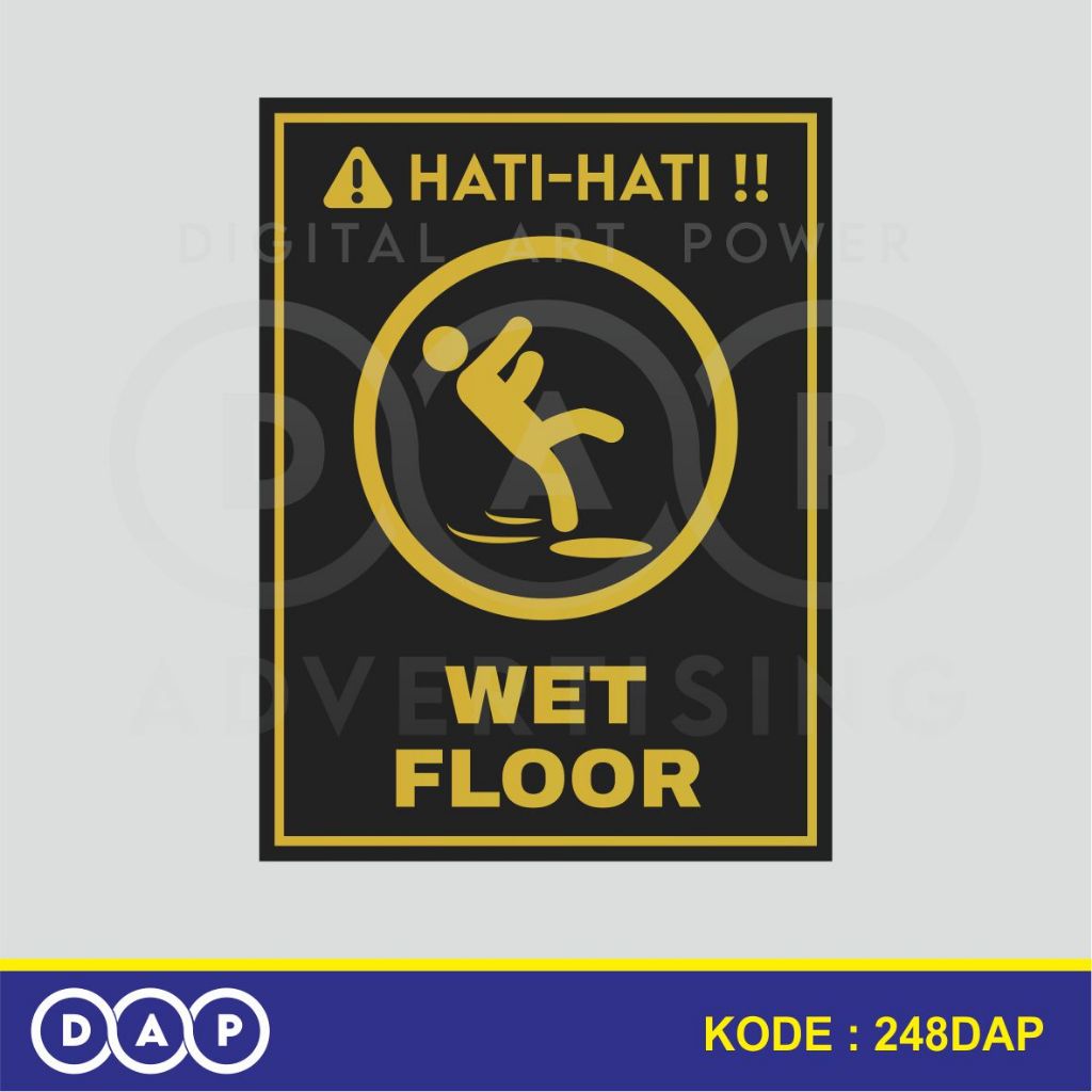 248 - Wet Floor Warning Sticker (GOLD EDITION) - 15 X 20 CM - VYNIL ...