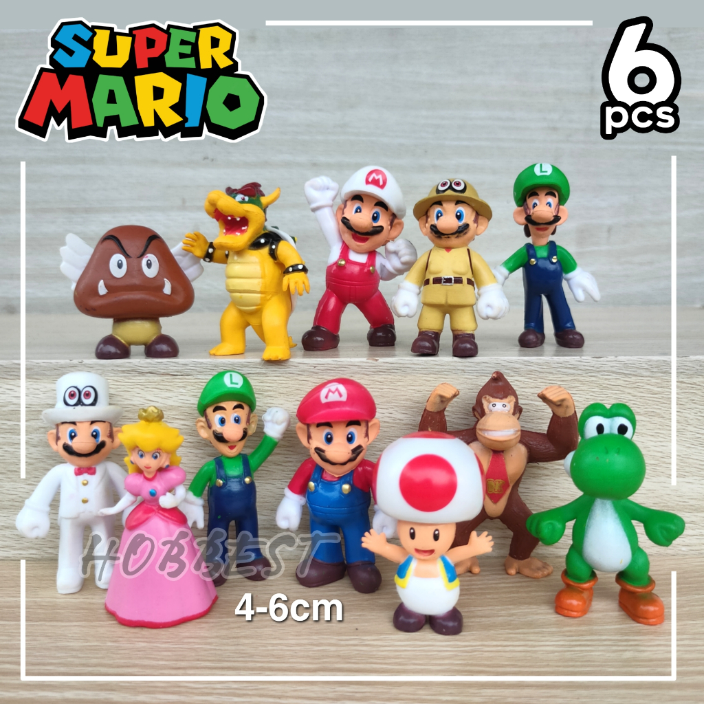 Super MARIO BROS Action Figure set of 6 pcs - Miniature Cake Topper ...