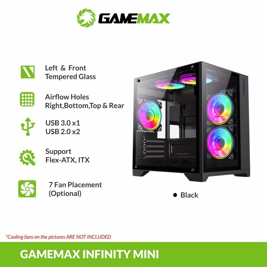 Gamemax Infinity Mini ITX PC Gaming Case with 2 Tempered Glass | Shopee ...