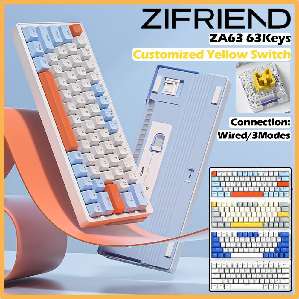 Zifriend ️ ZA63 PRO Mechanical Keyboard Mechanical 3 modes Bluetooth 2 ...