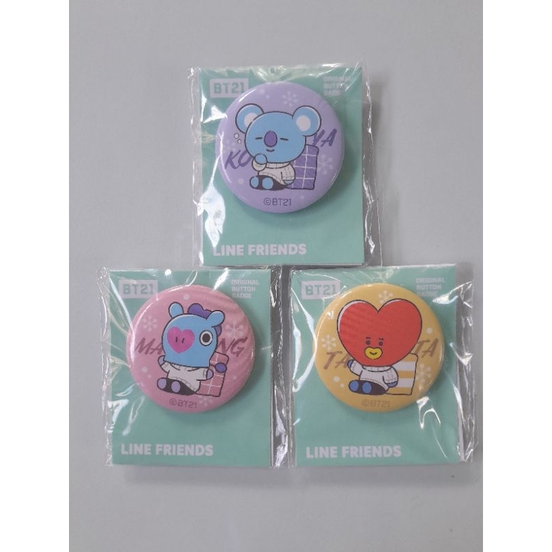 TOMBOL Bt21 Button Badge/BT21 Small pin/BT21 Button pin | Shopee Singapore
