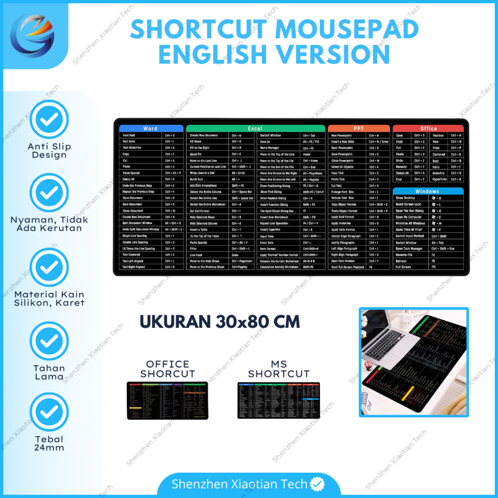 Mousepad Shortcut Key English Version | Oversized Shortcut Mousepad ...