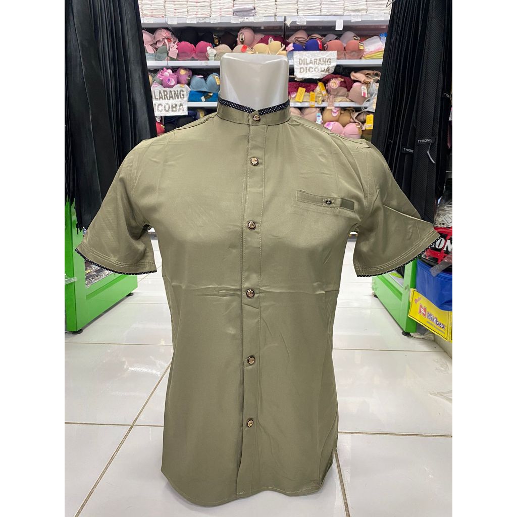 KEMEJA Nitrok Shirt L. Short POLKA Dot Collar/Contemporary Shirt ...