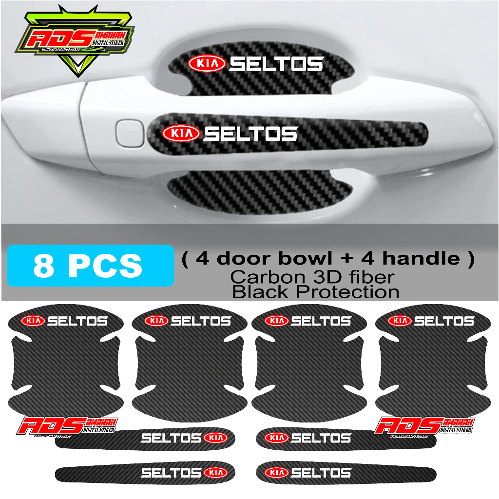 8pcs Latest Kia Seltos Car Door Handle Protector 3D Carbon Stickers ...