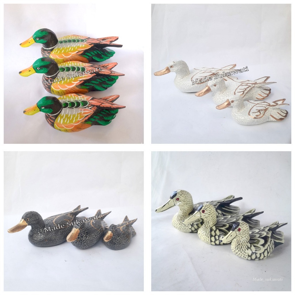 Display of Balinese Wooden Duck statues 1 set of 3 pcs handicraft ...