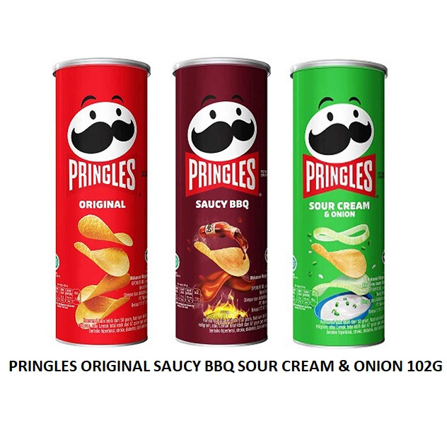 Pringles Potato Crisps Original Saucy BBQ Sour Cream & Onion Potato ...