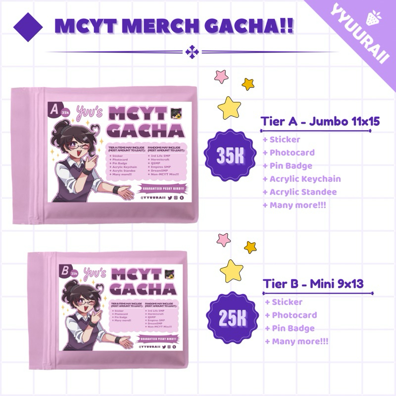 Mcyt GACHA!! Randomized MCYT Fandom Merch Items || Yyuuraii | Shopee ...