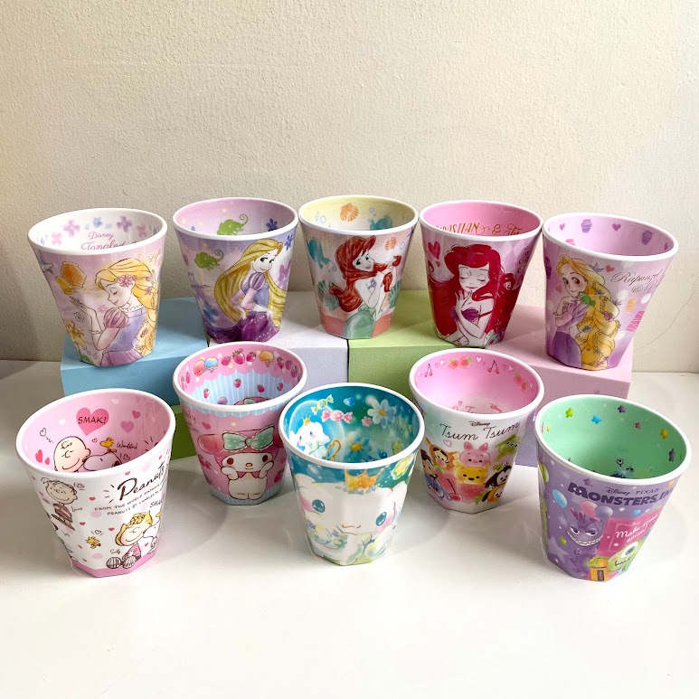 Glass Cup Mug Kids Melamine Cartoon Character Disney Ariel Rapunzel ...