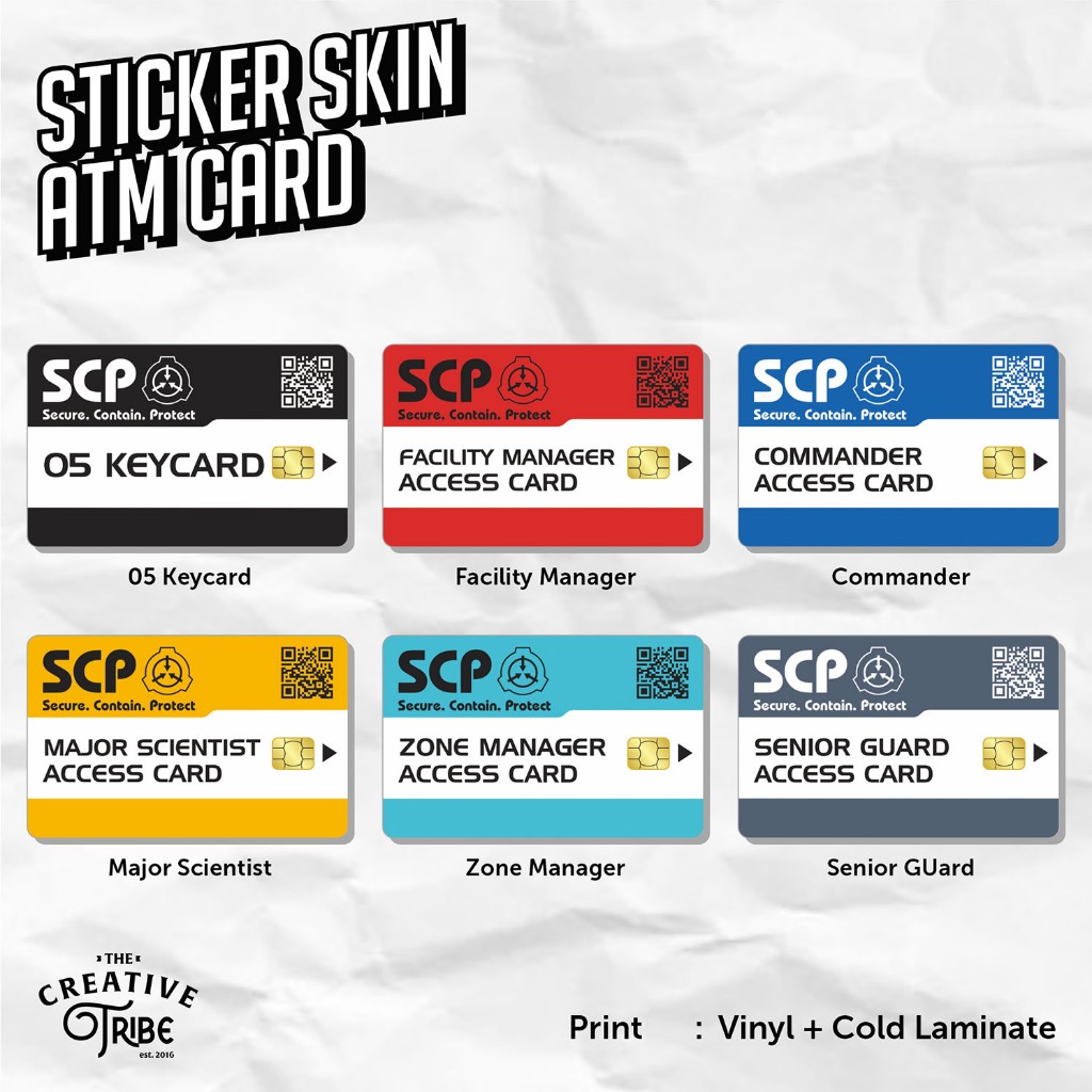 SCP Access - Sticker Skin Card - Vinyl ATM Debit Credit Etoll Secure ...