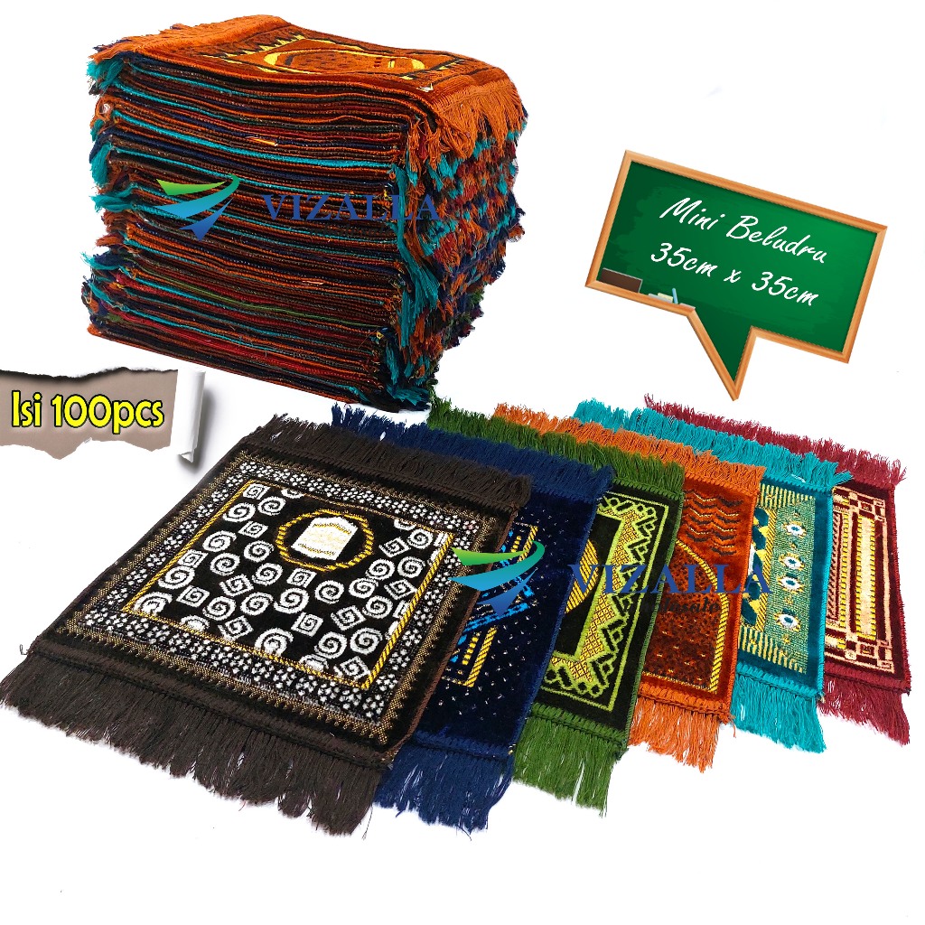 Contents of 100pcs Mini Velvet Turkey Prayer Mats 35x35cm/ Ar Rahman ...