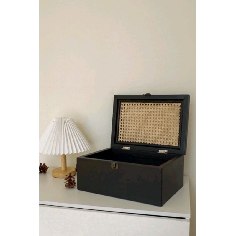 HITAM KAYU Rattan Wood Storage Box Hampers Storage Box Black Luxury ...