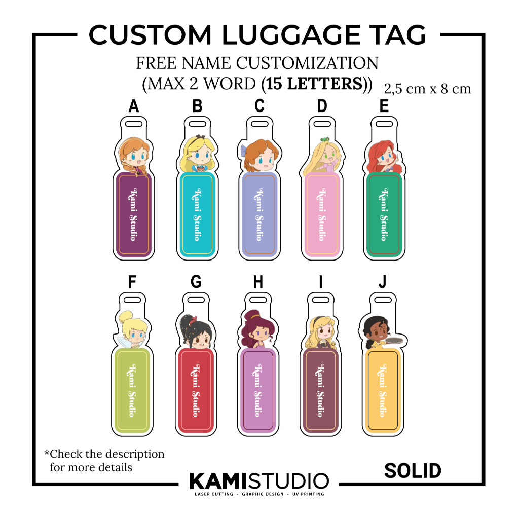 GANTUNGAN LUGGAGE TAG DISNEY PRINCESS SOLID COLOR / SUITAGE HANGER ...