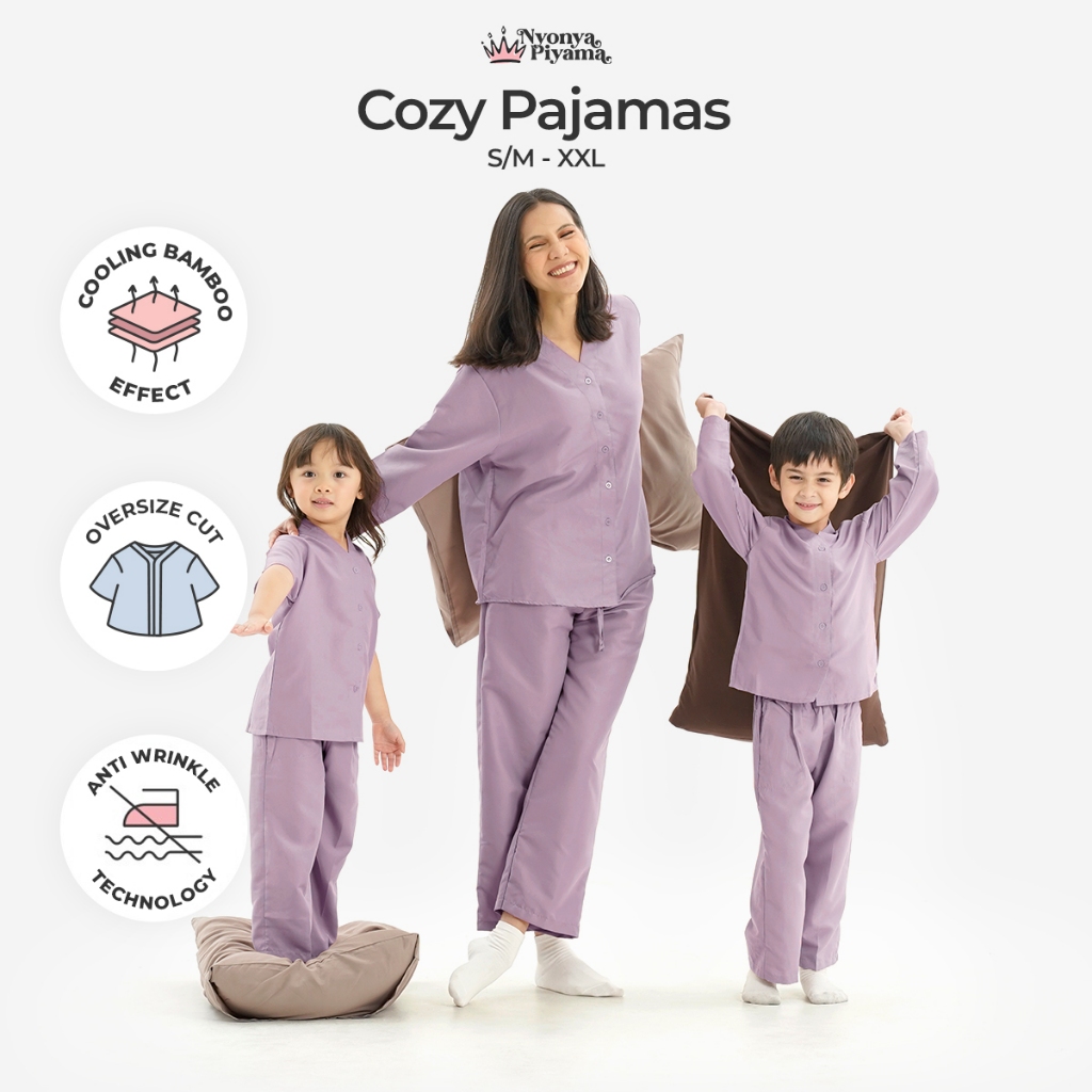 Mrs Pajama Poly Bamboo Family Set (Wisteria Cozy) | Shopee Singapore