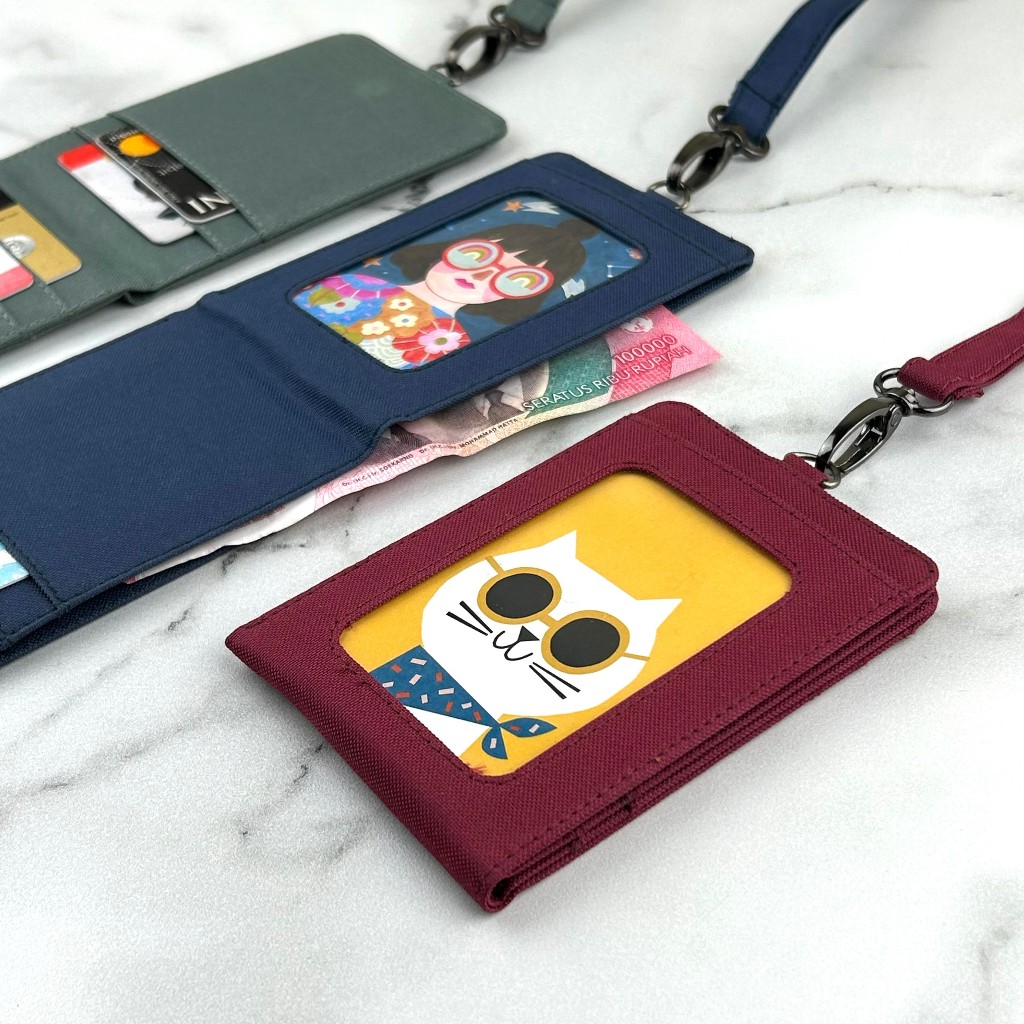 Id card holder Money slot hanging wallet name tag Magnetic lanyard card ...