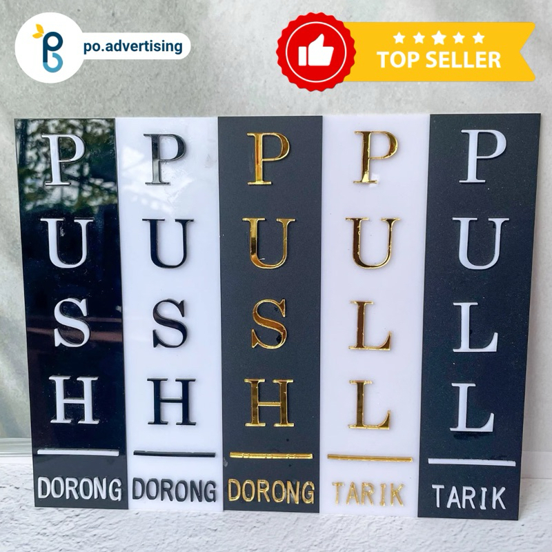 Push Pull Acrylic Sign/ Push Pull Acrylic Door Signage (One Set ...