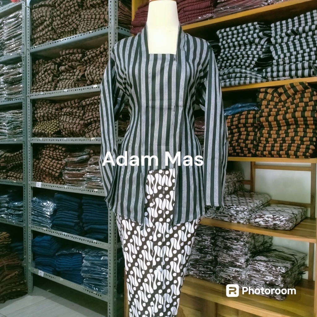 Adult Women's Striated kebaya Set/Striated Uniform Set/Women's Javanese ...