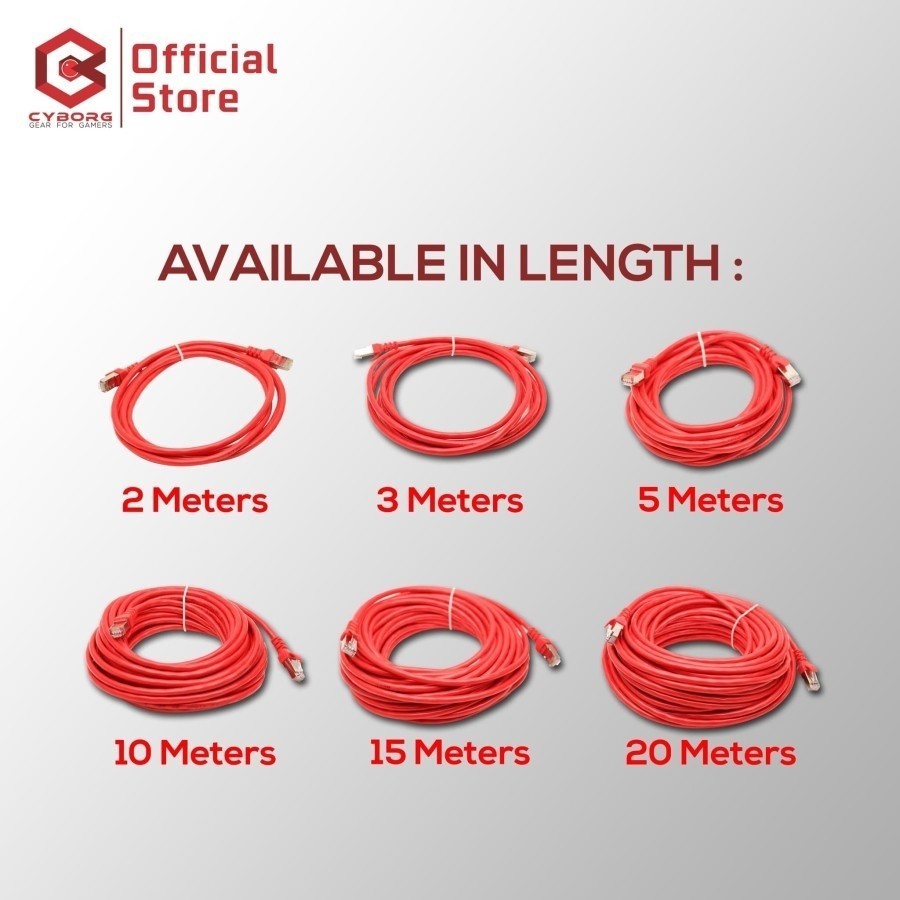 Cyborg Cat6 Lan Cable 2M 3M 5M 10M 15M 20M - RJ45 Cat6 Gigabit UTP Cable | Shopee Singapore